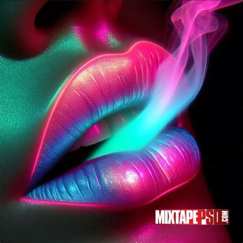 Sexy Neon Smoking Lips Background Mixtapepsd