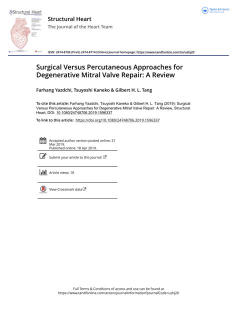 Pdf Surgical Versus Percutaneous Approaches For Degenerative Mitral