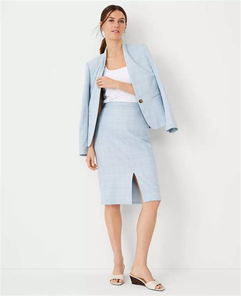The Slit Front Pencil Skirt In Windowpane
