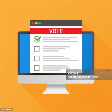 투표 온라인 개념입니다 노트북 화면에 투표 투표 상자입니다 평면 벡터 일러스트입니다 0명에 대한 스톡 벡터 아트 및 기타 이미지