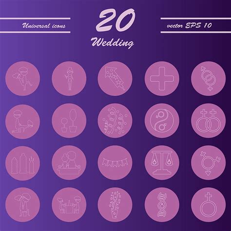 Set Of Wedding Icons In Modern Thin Line Style Vector Eps Ai Uidownload