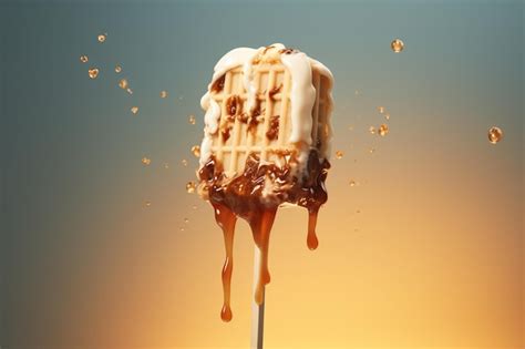 Premium Ai Image Melting Ice Cream On Stick