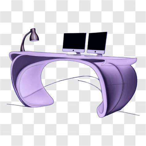 Download Futuristic Desk With Dual Monitors And Lamp Pngs Online