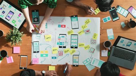 Time Lapse Of Developer Team Sharing Ux Design By Using Mind Map Convocation Stock Video