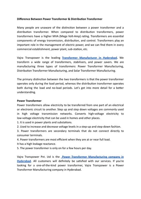 PPT Difference Between Power Transformer And Distribution Transformer PowerPoint Presentation