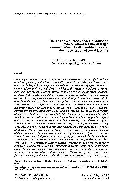 Pdf Social Identity Model Of Deindividuation Effects Ng Yaocong
