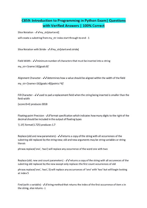 C859 Introduction To Programming In Python Exam Questions With