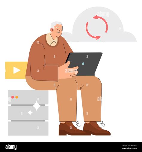 Diversity Businessman Concept Senior Professional Engages In Cloud Computing On A Laptop