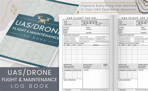Uas Drone Flight And Maintenance Log Book Uav Aircraft Tracker To Log Flying Sessions And Repair