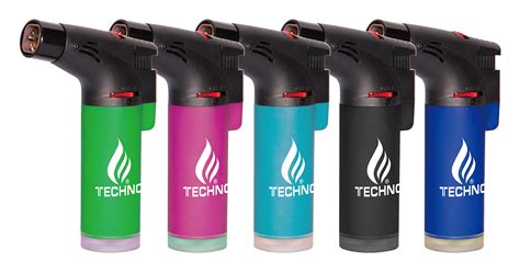Techno Torch Rubber Finish 4 Flame Torch Lighter 15ct Displa