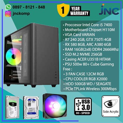 Promo Cpu Rakitan Baru Intel Core I5 7400 3 0ghz Pc Komputer Gaming Desain R7 240 2gb Cpu