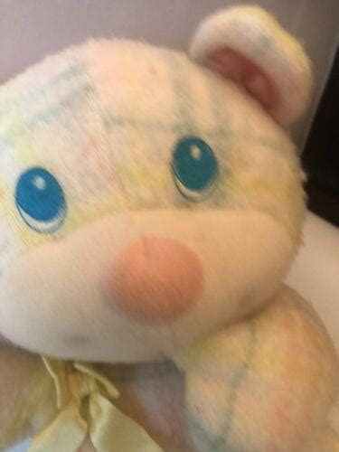 Vtg Playskool 1987 Snuzzles Bear Plush Blankies Plaid Lovey Stuffed Toy
