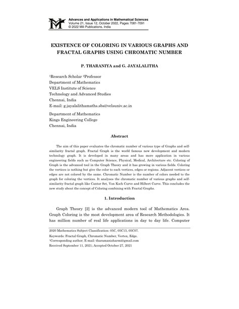 pdf existence of coloring in various graphs and fractal graphs using