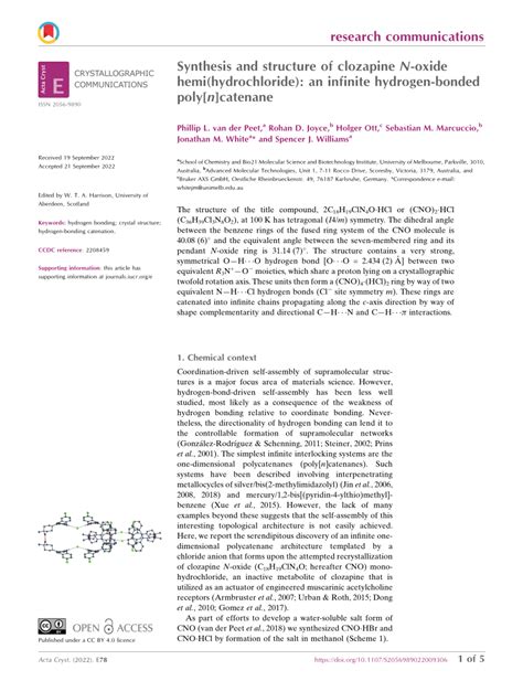 Pdf Synthesis And Structure Of Clozapine N Oxide Hemi Hydrochloride