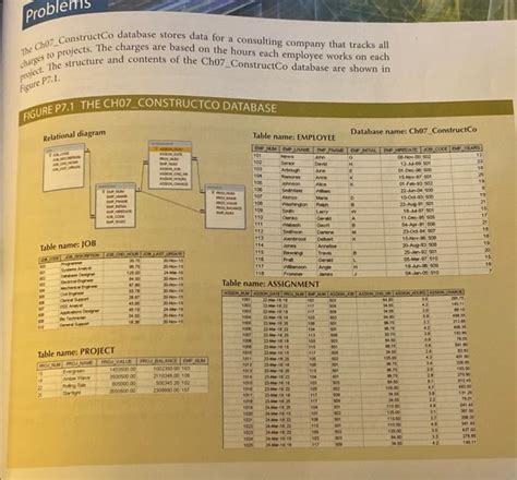 solved problems the cho constructco database stores data for