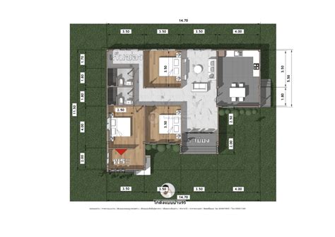 รับออกแบบบ้านชั้นเดียว P 1746 บ้านทรงปั้นหยาโมเดิร์น 3 ห้องนอน
