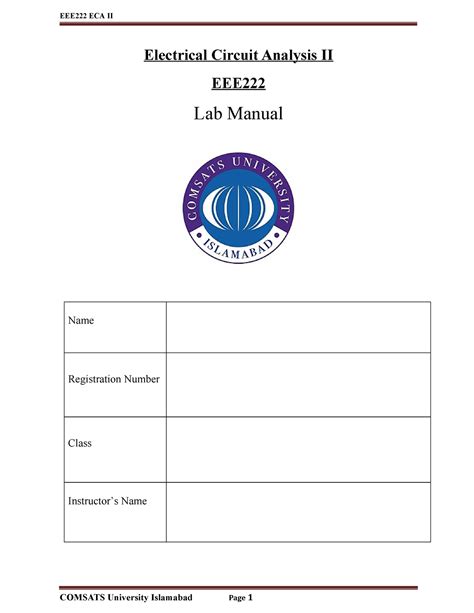 Eee Eca Ii Rev 3 New Lab Manual Eee222 Eca Ii Electrical Circuit Analysis Ii Eee Lab Manual