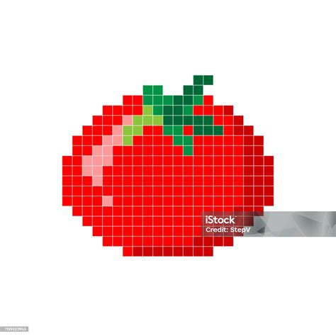 8 비트 픽셀 토마토 벡터 그림입니다 구식 컴퓨터 그래픽 스타일입니다 0명에 대한 스톡 벡터 아트 및 기타 이미지 0명 Brand Name Video Game 가지