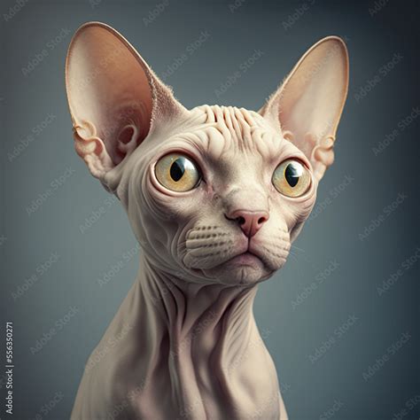 Cute Sphynx Cat With Wide Eyes Generative Ai Technology Stock