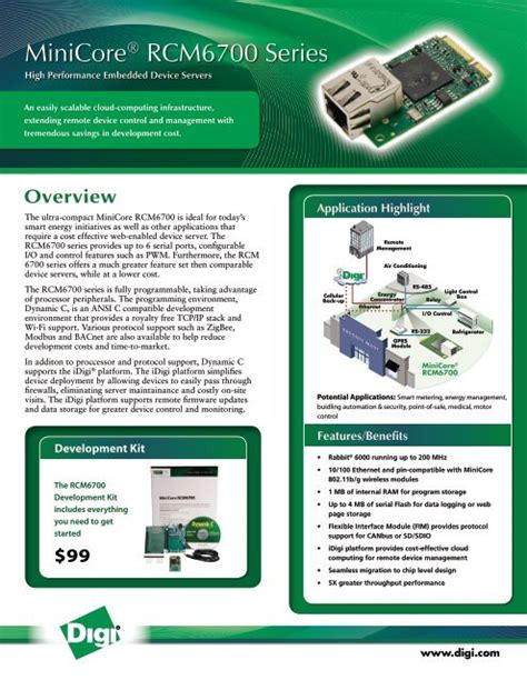 Minicore Rcm6700 Series Datasheet Digi International