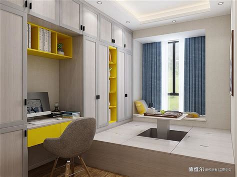 夏莫尼书房榻榻米设计效果图 德维尔全屋定制