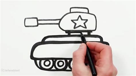 آموزش نقاشی ساده و قشنگ تانک کودکانه