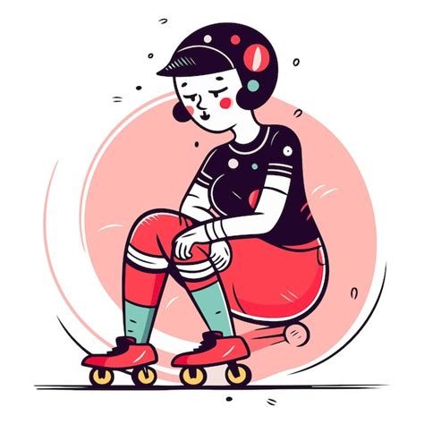 Premium Vector Vector Illustration Of A Cute Girl On Roller Skates In