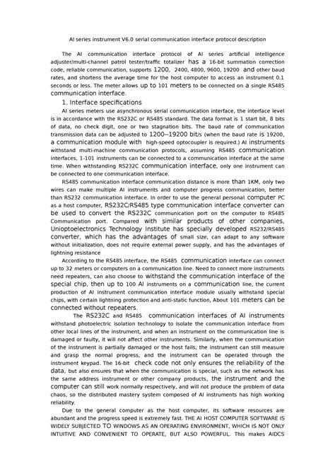 ai series instrument v6 0 serial communication interface protocol description seconds or less