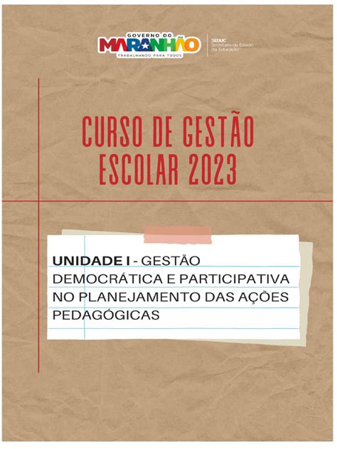 Material Didático Unidade I Gestão Democrática E Participativa No