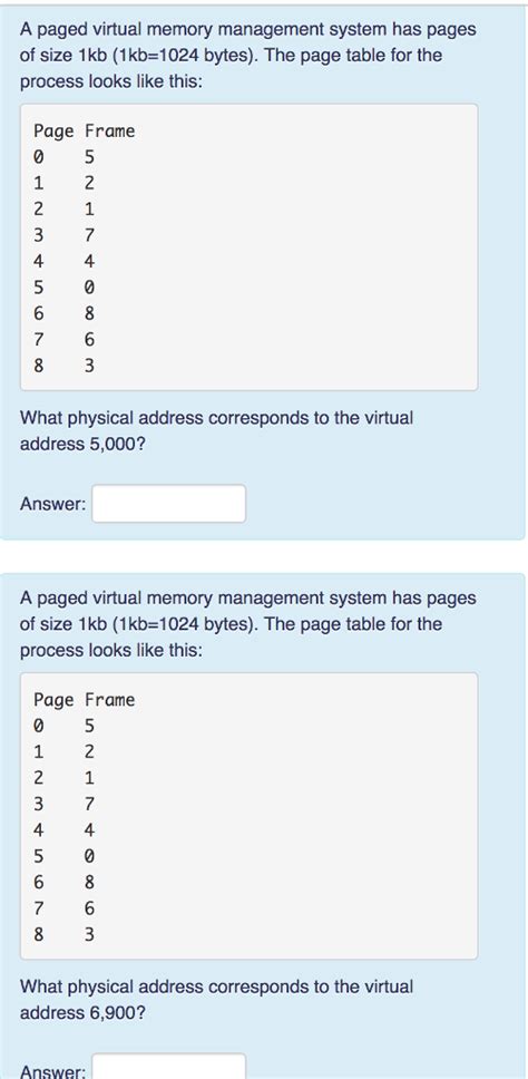 Solved A Paged Virtual Memory Management System Has Pages Of