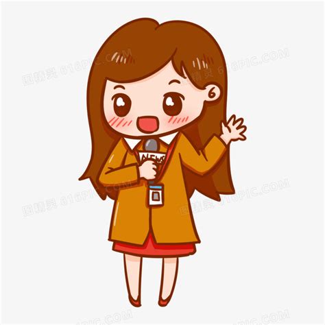 卡通手绘Q版女记者元素图片免费下载 PNG素材 编号1xri7or2x 图精灵