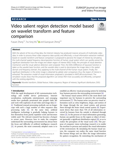 pdf video salient region detection model based on wavelet transform