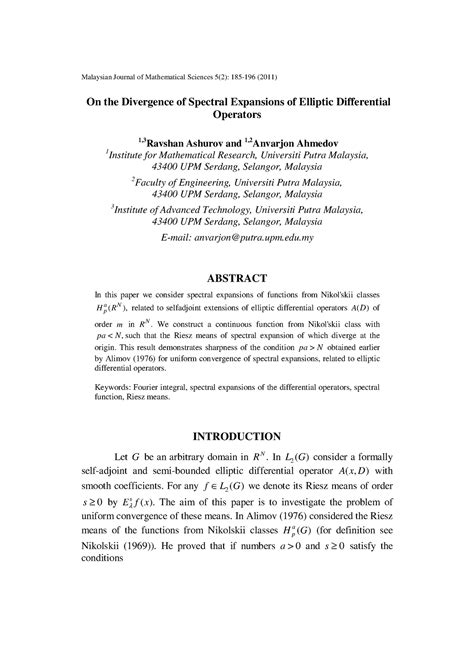 On The Divergence Of Spectral Expansions Of Elliptic Differential