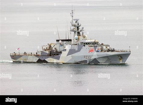 Hms Tamar A Batch 2 River Class Offshore Patrol Vessel Of The Royal Navy Arrives At The Royal