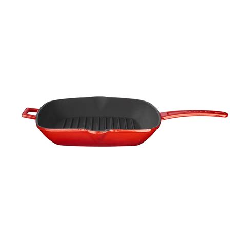 Grill Pan Cast Iron 26 26 Cm Red LAVA Brand KitchenShop