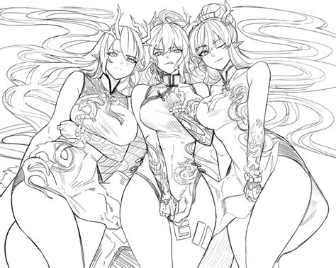 Dusk Nian Ling Nian And Dusk Arknights Drawn By Fkskii65 Danbooru