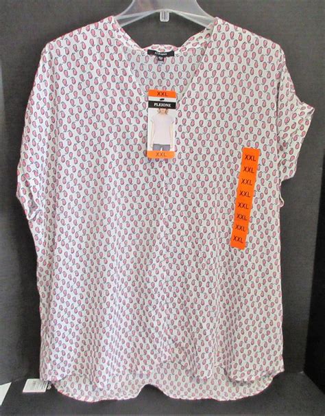 Pleione Women S Short Sleeve Loose Fit Blouse Dotted Balloon XX Large