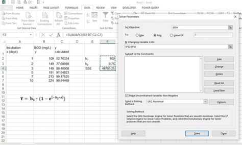 Solver Implementation Objective Cell In F4 Minimize Sum Of Squared Download Scientific