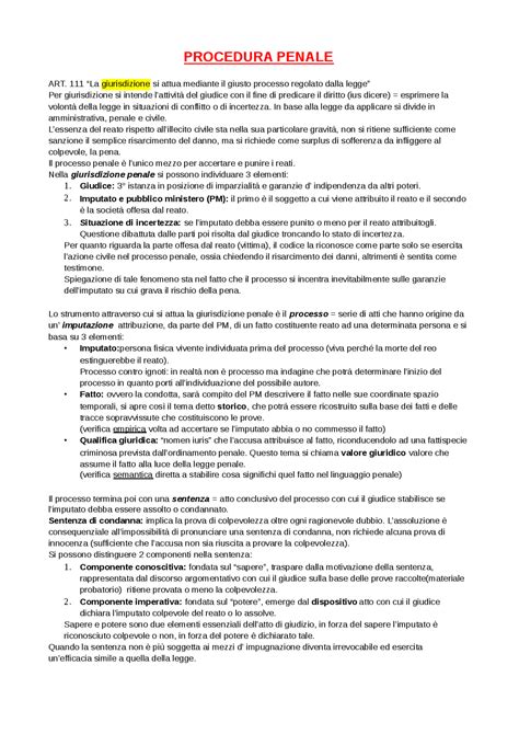 Diritto Processuale Penale Docsity