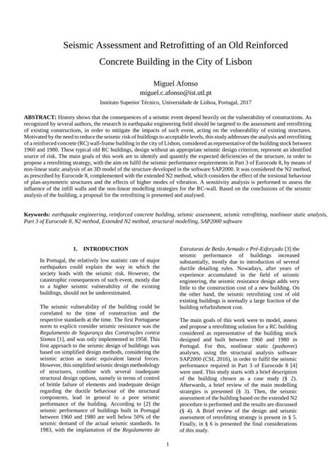 Pdf Seismic Assessment And Retrofitting Of An Old Reinforced · These Typical Old Rc