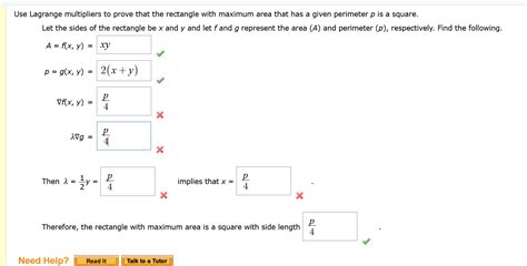 Solved Use Lagrange Multipliers To Prove That The Rectangle Chegg