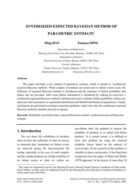 Pdf Synthesized Expected Bayesian Method Of Parametric Estimate