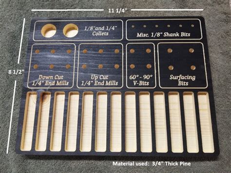 Cnc Bit Organizing Tray Wooded Cnc Bit Organizer Etsy