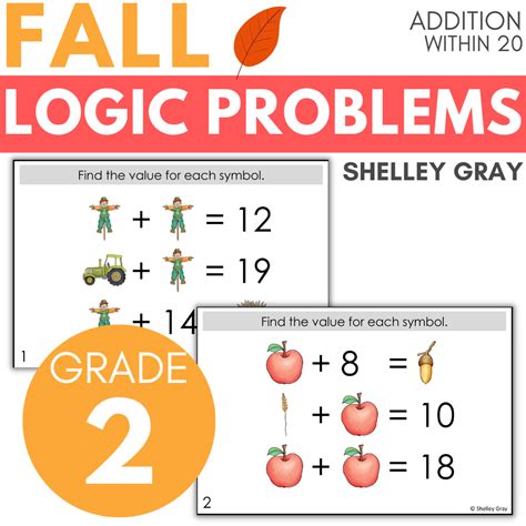 Fall Themed Math Logic Problems Puzzles For Addition Within 20 Probl Shelley Gray Teaching