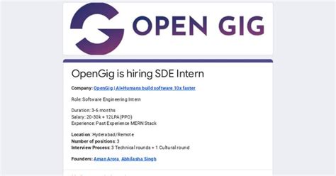 Tapish Rawat On Linkedin Opengig Is Hiring Sde Intern
