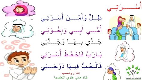 نشيد أسرتي ظل وأمن أسرتي الصف الأول الابتدائي 1444 لغتي هاني