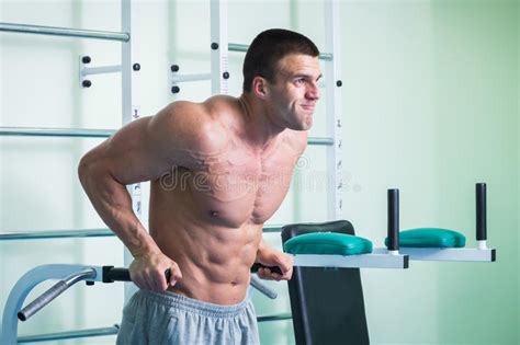 Man Makes Exercise Stock Image Image Of Dumbbell Biceps 53762863