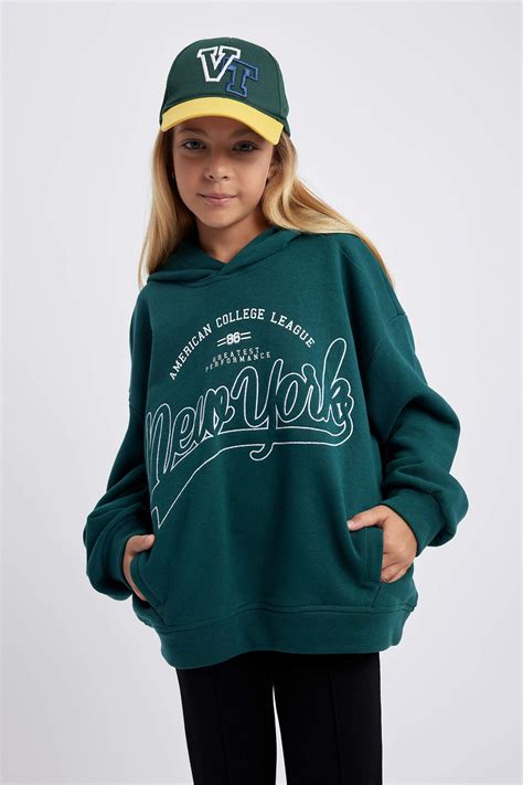 اخضر بناتي سويت شيرت بناتي اوفر سايز 2898601 Defacto