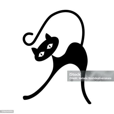 양식에 일치시키는 검은 고양이가 늘어서 있습니다 흰색 격리 된 배경에 흑백 이미지입니다 벡터 일러스트레이션 0명에 대한 스톡