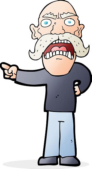 말풍선이 있는 화난 올드맨 가리키기에 대한 스톡 벡터 아트 및 기타 이미지 가리키기 개성 개념 낙서 드로잉 Istock